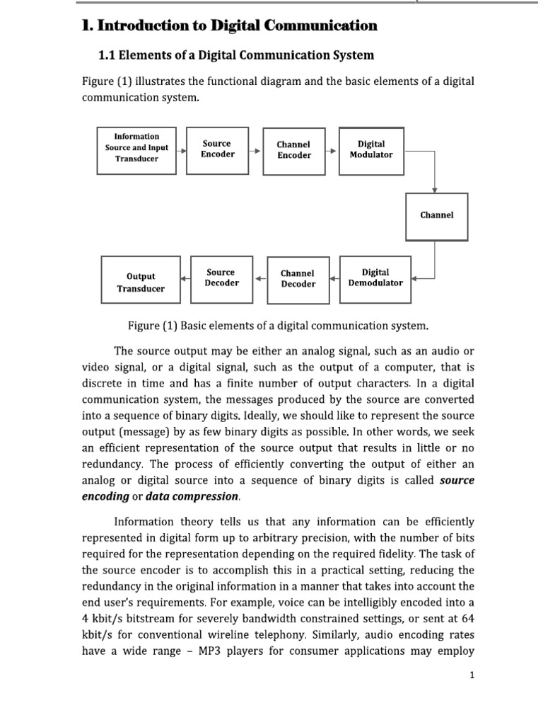 1 Components of Digital Communication Systems | PDF