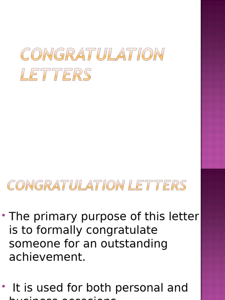 Congratulation Letters | PDF