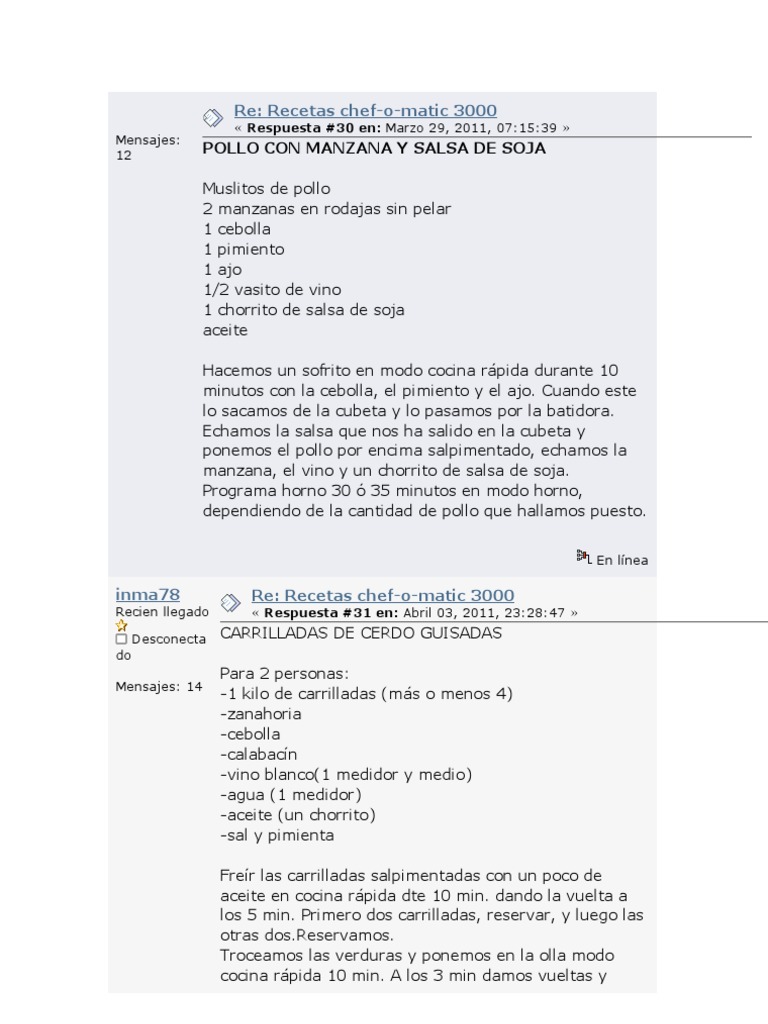 Recetas para Chef-O-Matic 3000 | PDF | Caldo | Tomate