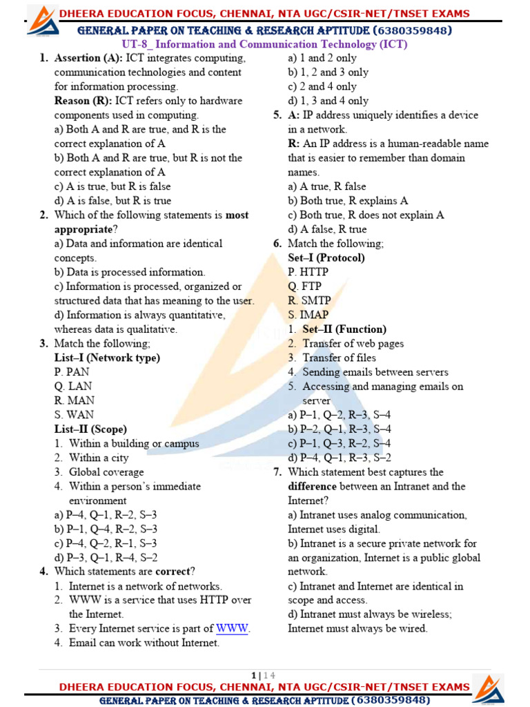 ICT Concepts for UGC/CSIR-NET Exam | PDF | Educational Technology ...