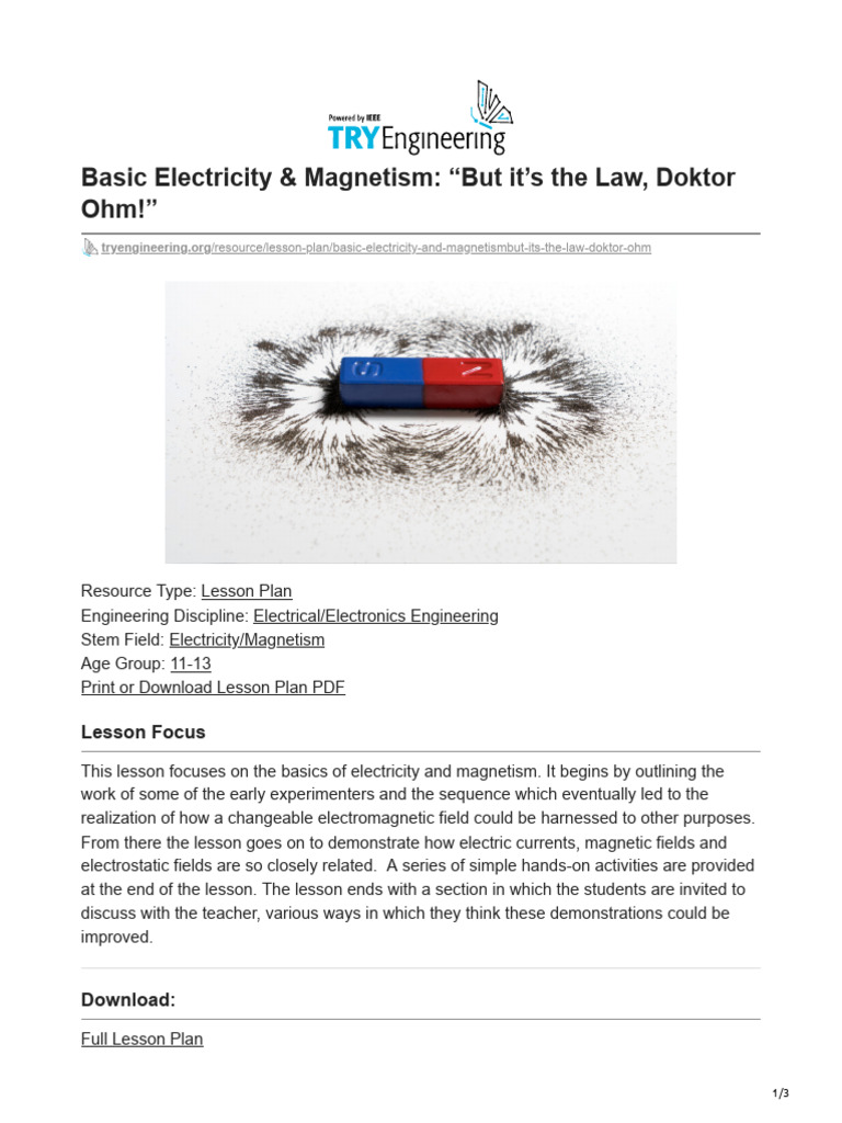 Basic Electricity Amp Magnetism But Its The Law Doktor Ohm | PDF ...