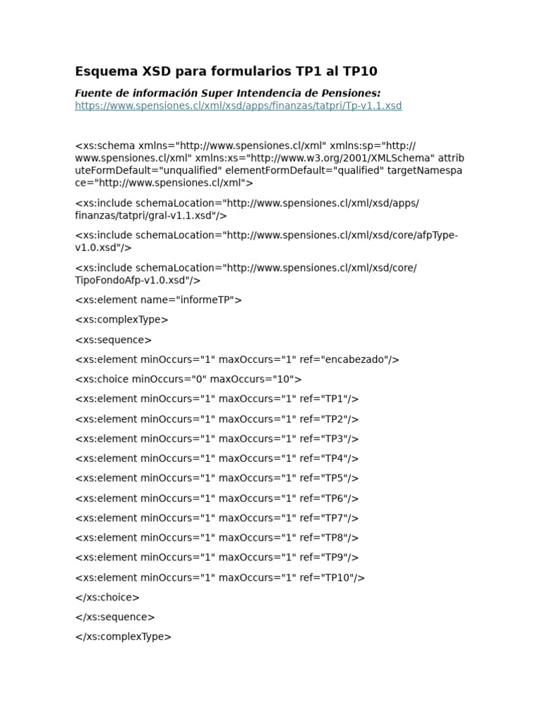 Esquema XSD TP1 Al TP10 | PDF