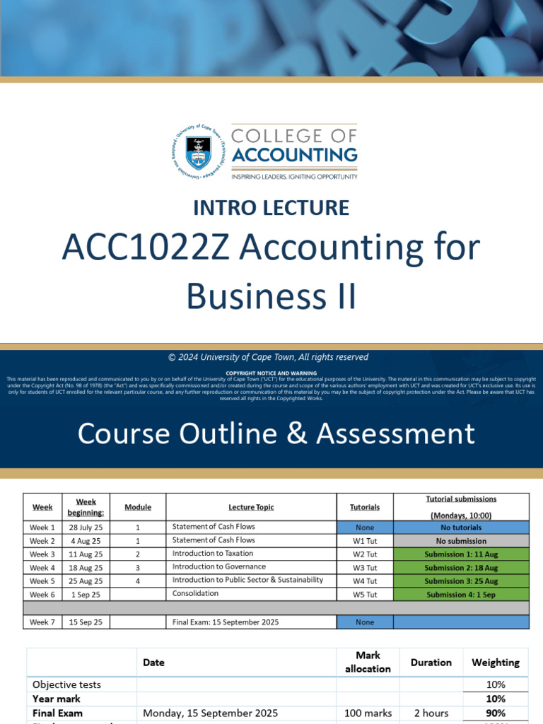 ACC 1022 Z Week 1 Intro and SCF Revised1 | PDF | Cash Flow Statement | Working Capital