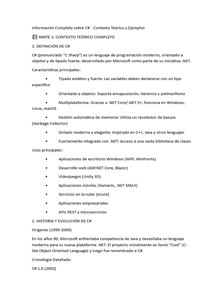 C# | PDF | C Sharp (lenguaje de programación) | .NET Framework