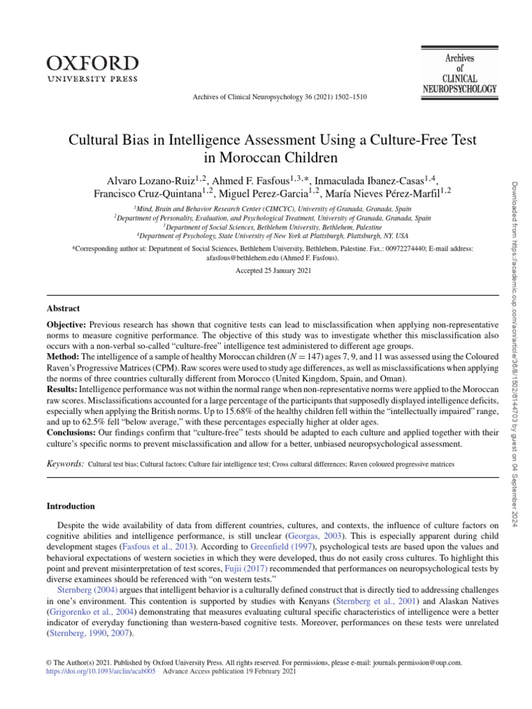 Cultural Bias in Moroccan IQ Testing | PDF | Effect Size | Percentile