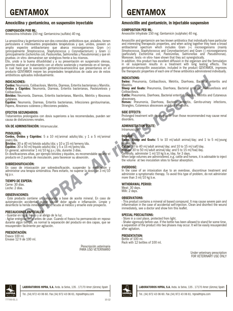 Gentamox Exp 77700 01.1 | PDF | Microbiología | Medicina CLINICA