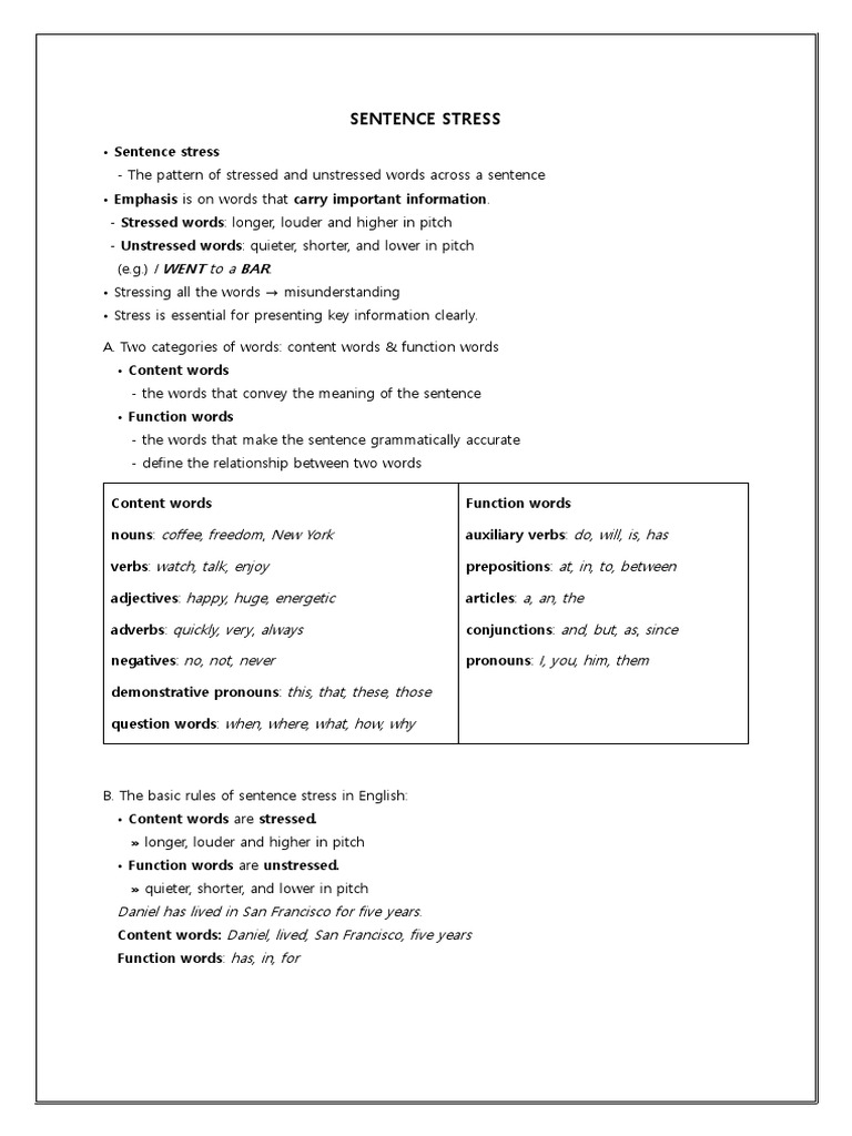 Understanding Sentence Stress in English | PDF | Word | Stress ...