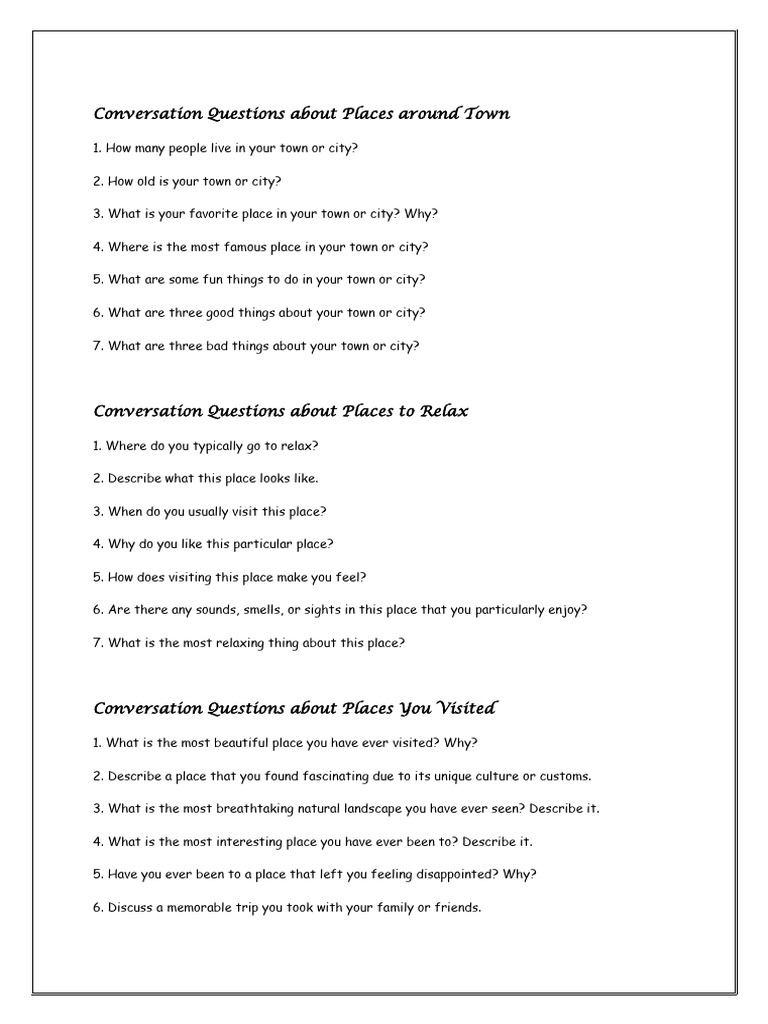 Conversation Questions About Places | PDF