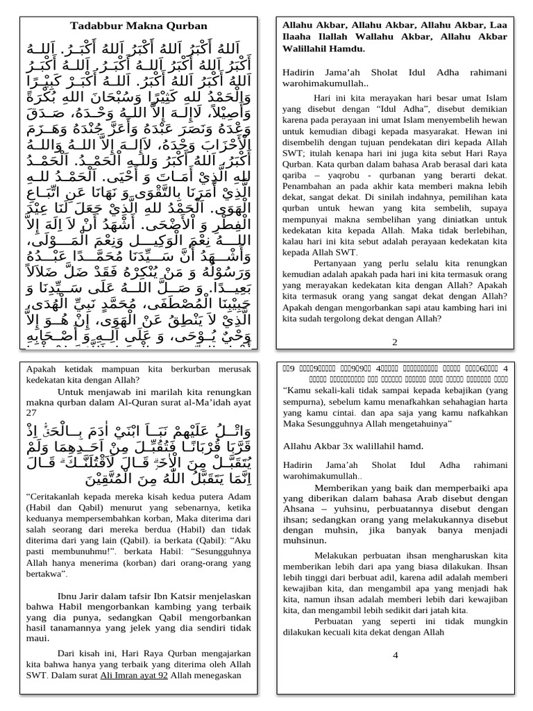 Makna Qurban dalam Islam dan Ihsan | PDF