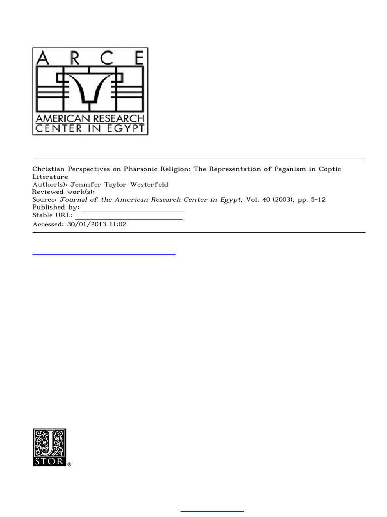 Westerfeld, J. - Christian Perspectives On Pharaonic Religion - JARCE ...