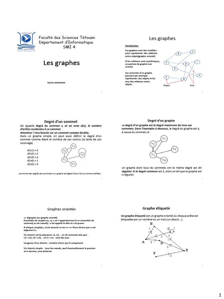Introduction aux graphes et leurs propriétés | PDF | Théorie des ...