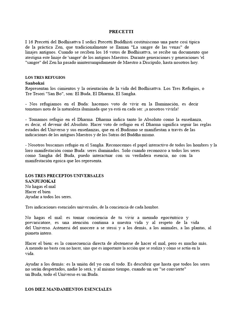 Los 16 Preceptos | PDF | zen | Bodhisattva