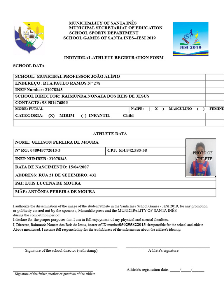 Athlete Individual Form-4 | PDF