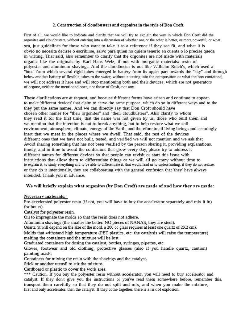 Construction of Cloudbusters and Orgonites in Don Croft's Style | PDF ...