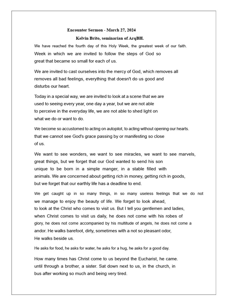Sermon of The Encounter 2024 - Kelvin Henrique Souza Brito | PDF ...