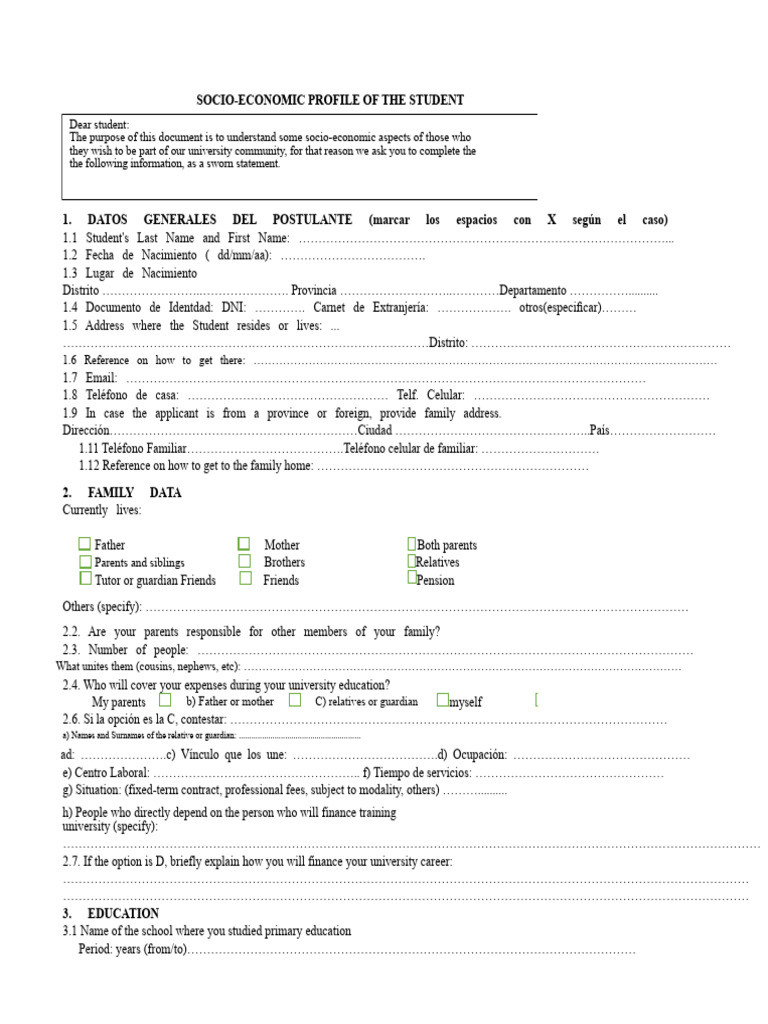 SOCIO-ECONOMIC PROFILE EXCEL - SOCIAL ASSISTANCE - STUDENT WELFARE | PDF