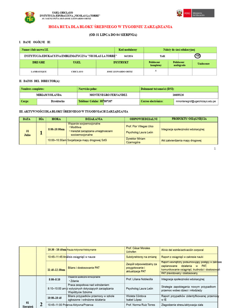PLAN DZIAŁANIA NA TYGODNIE ZARZĄDZANIA-2-1 | PDF