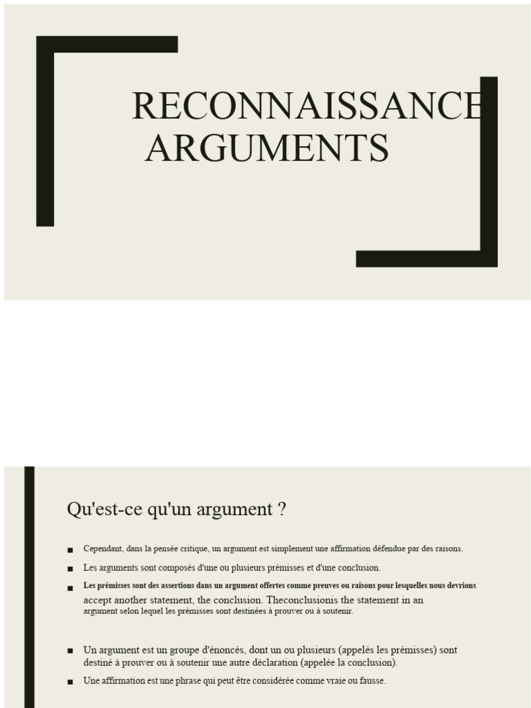 Comprendre les arguments et leurs structures | PDF | Argumentation ...