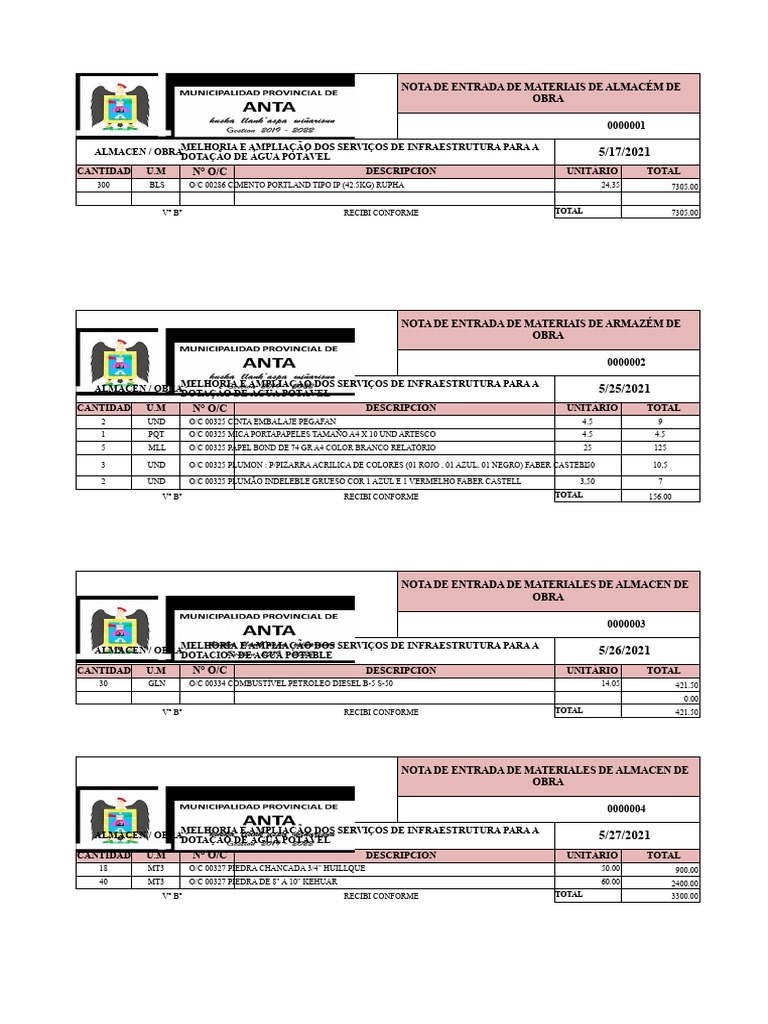 Notas de Entrada e Saída de Materiais | PDF | Engenharia Civil | União