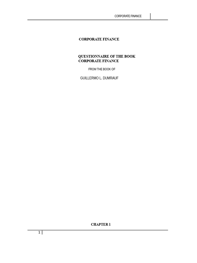 Questionnaire Book by Guillermo Dumraum | PDF | Book Value | Financial Risk