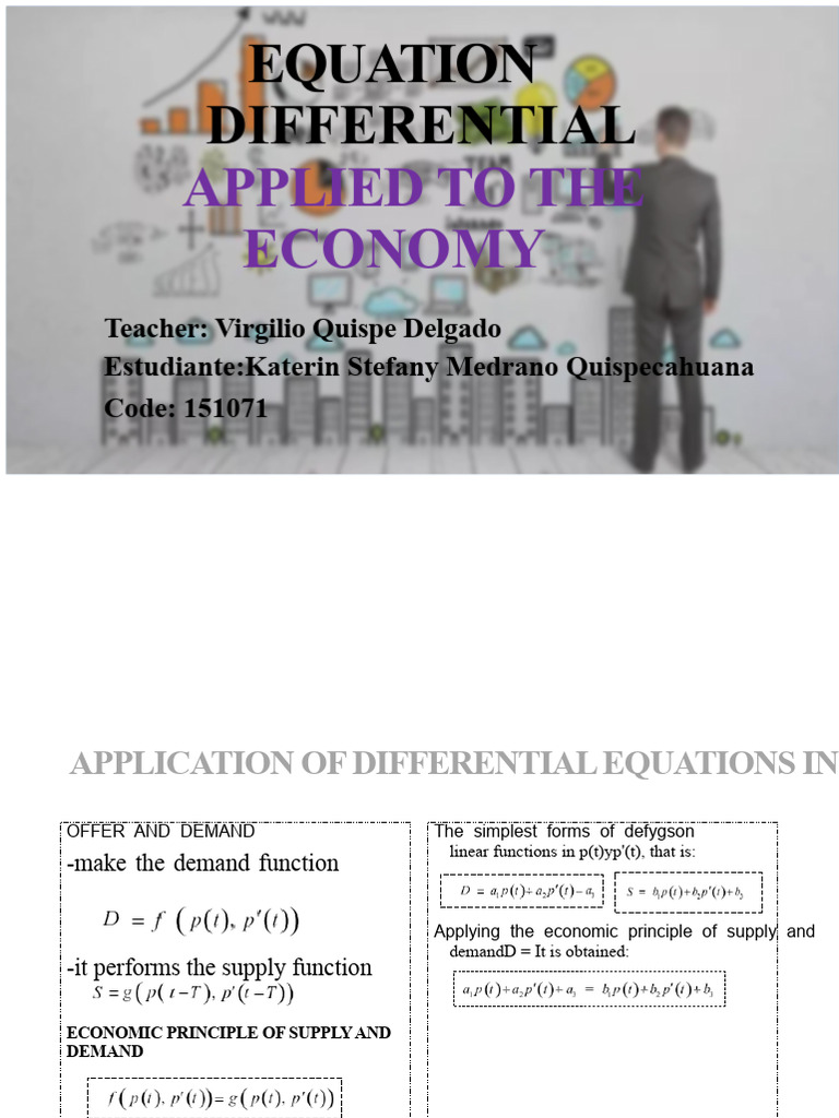 Differential Equation Applied to Economics | PDF | Supply And Demand ...