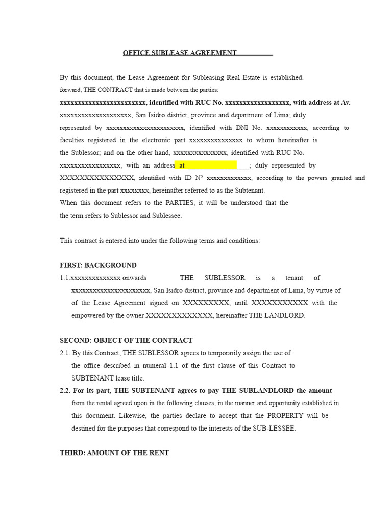 Office Sublease Agreement Template | PDF | Lease | Common Law