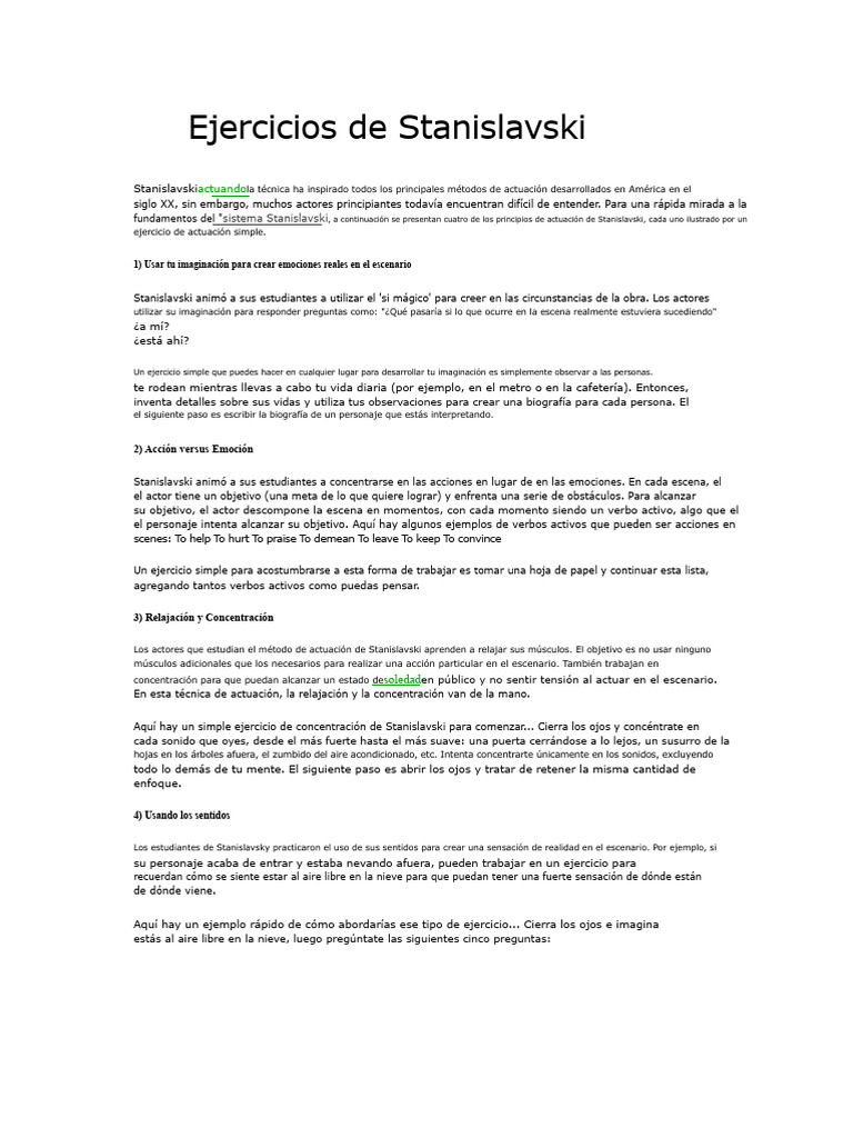 Ejercicios de Stanislavski | PDF