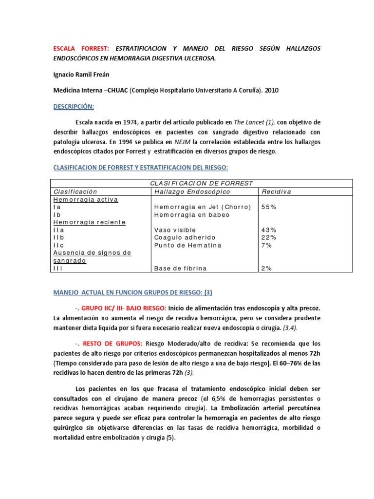 Escala Forrest | PDF | Cirugía | Medicina CLINICA