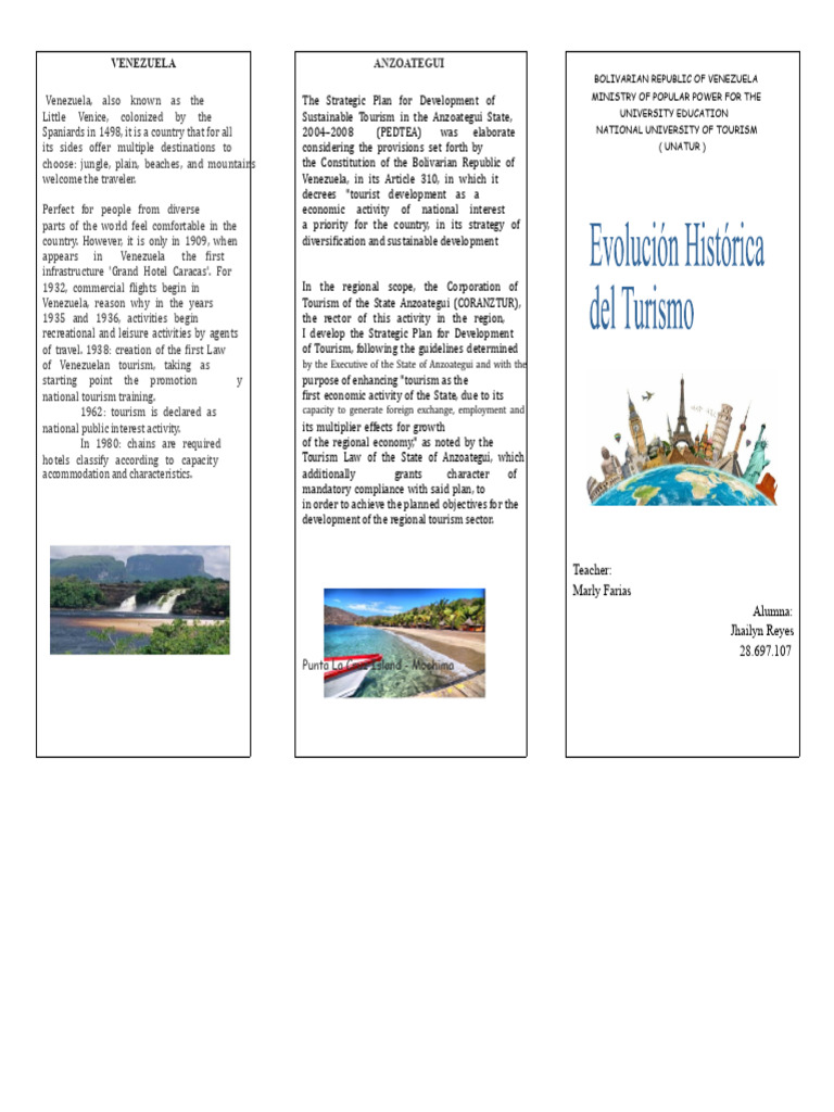 Triptych - HISTORICAL EVOLUTION OF TOURISM | PDF | Tourism | Venezuela