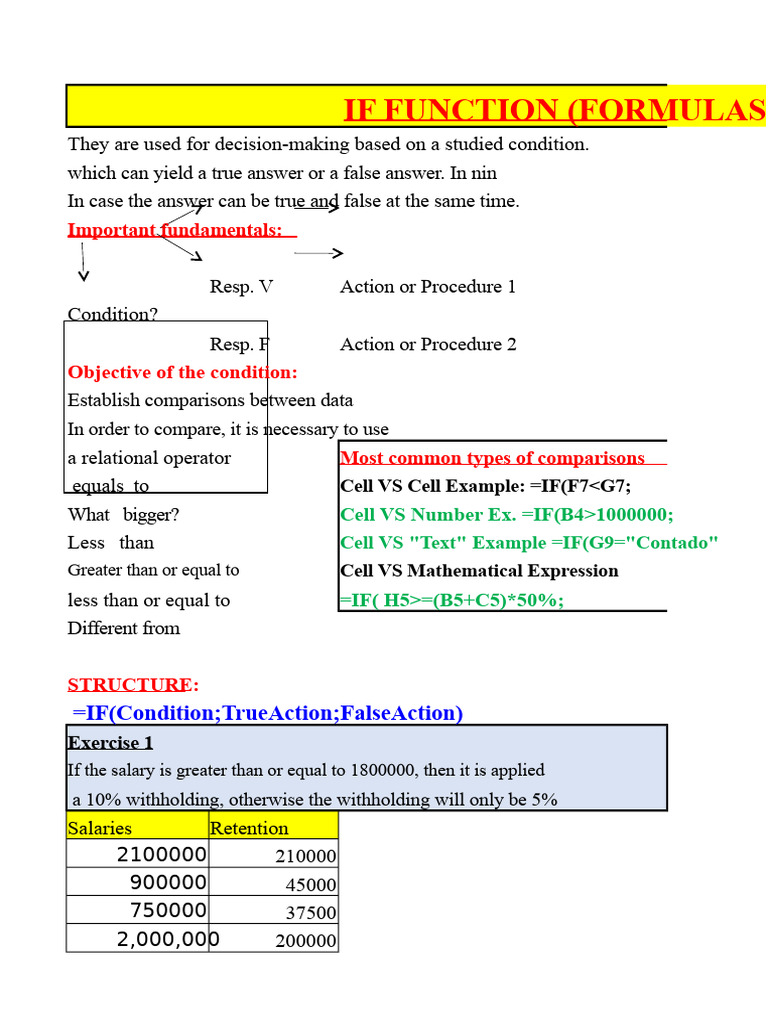 Conditional Function If Exercise Various Ready | PDF | Salary ...