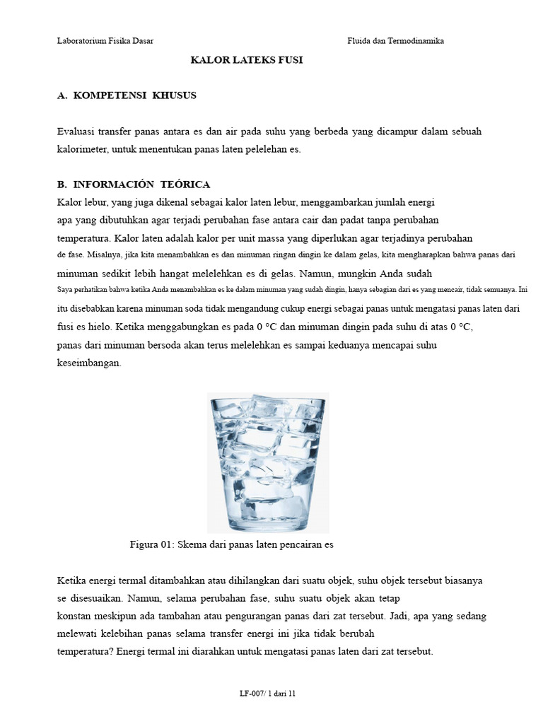 Kalor Laten Fusi: Eksperimen dan Analisis | PDF