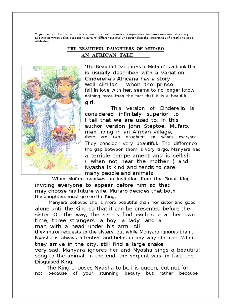 The Beautiful Daughters of Mufaro - African Tale | PDF | Fairy Tales