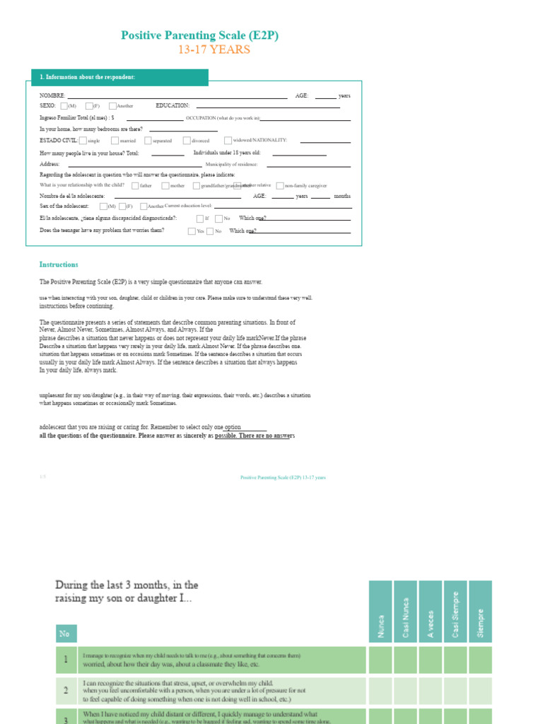 Positive Parenting Questionnaire for Teens | PDF | Parenting | Adolescence