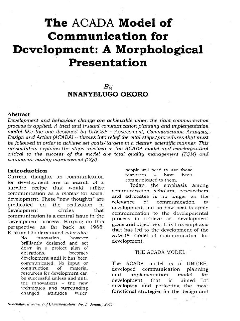ACADA Model for Development Communication | PDF | Communication | Behavior