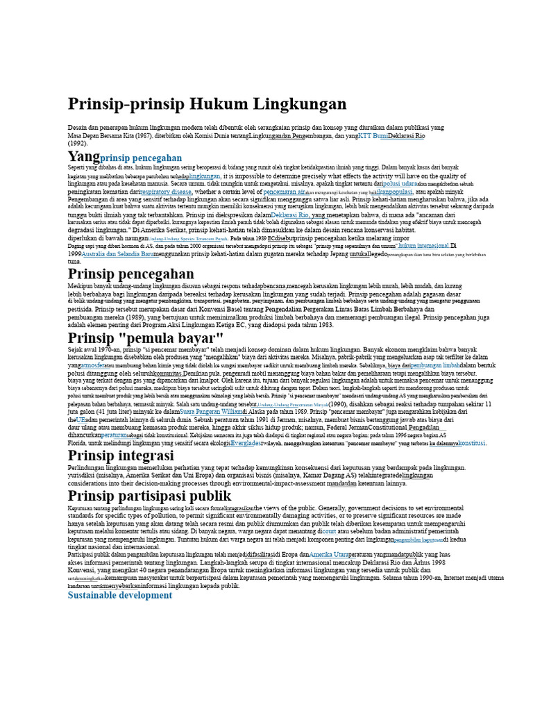 Prinsip Hukum Lingkungan Modern | PDF