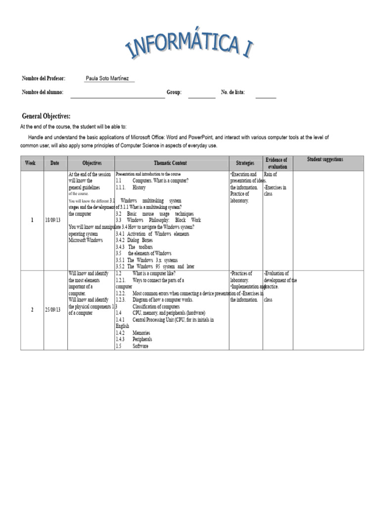 Planning of Computer Science 1 | PDF | Computer File | Operating System