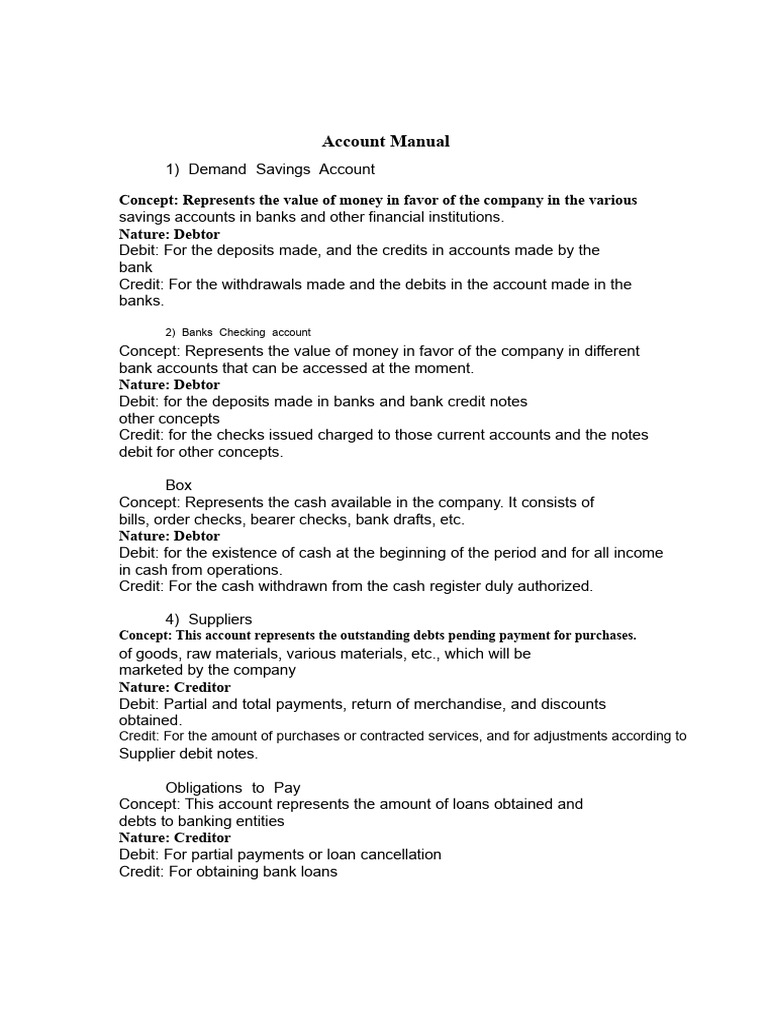 Accounting Accounts Manual | PDF | Debits And Credits | Credit Card