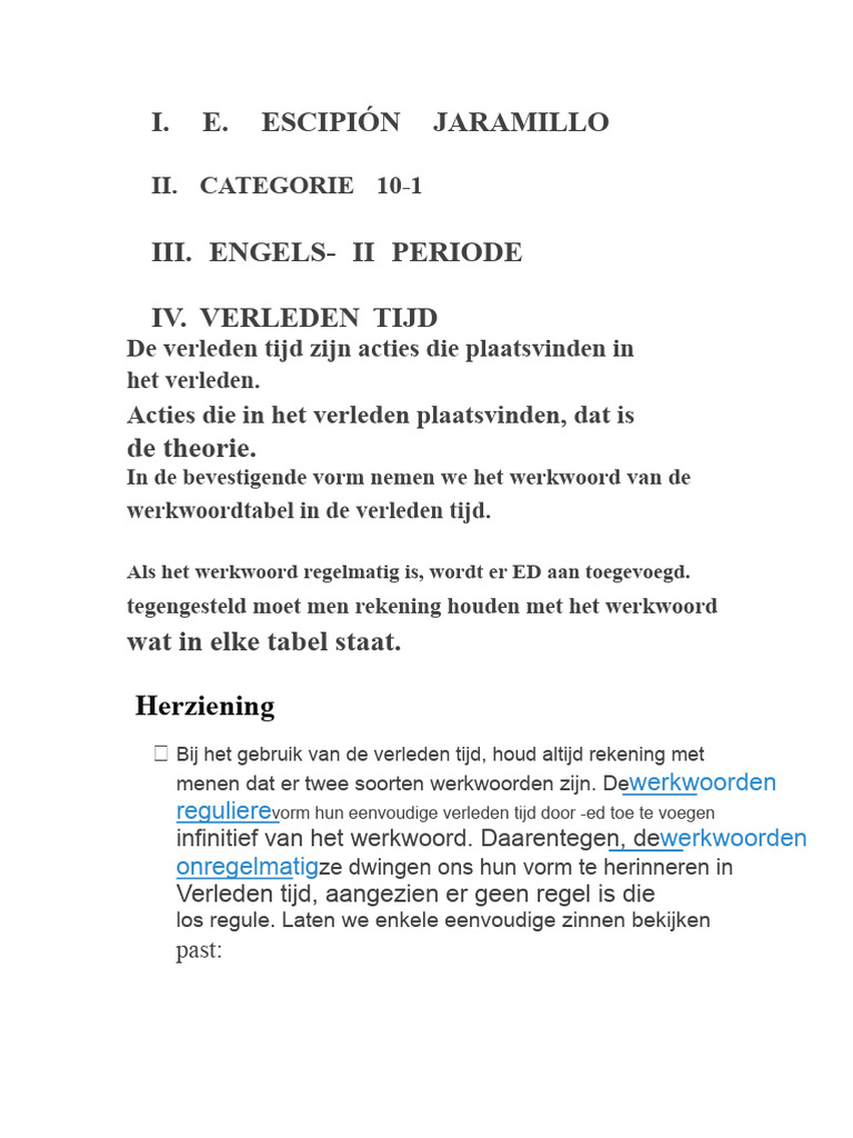 10-1 Verleden Tijd | PDF