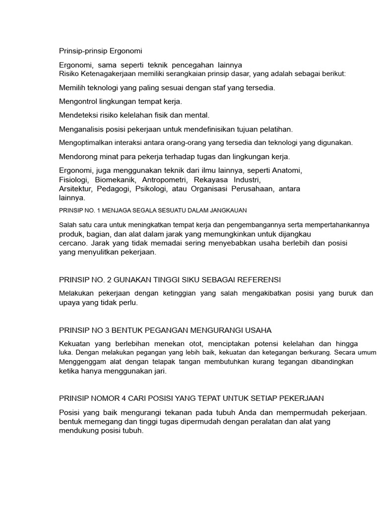 Prinsip-prinsip Ergonomi | PDF