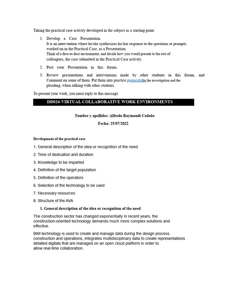 DD026 VIRTUAL COLLABORATIVE WORK ENVIRONMENTS PRESENTATION FORUM | PDF ...