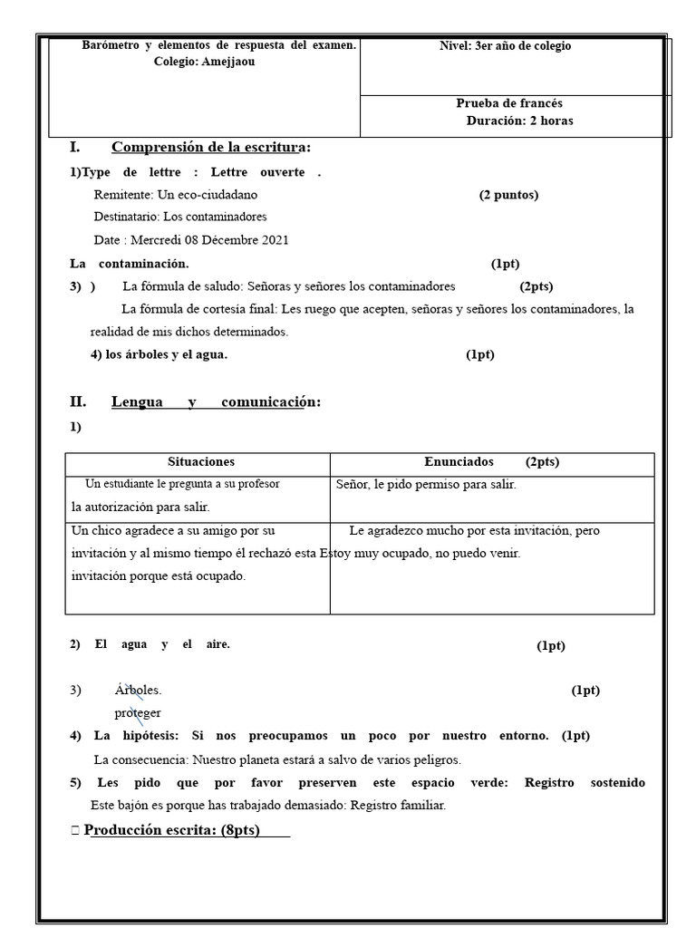 Propuesta Del Examen Sesión 2023 3er Año de Colegio | PDF | Lingüística