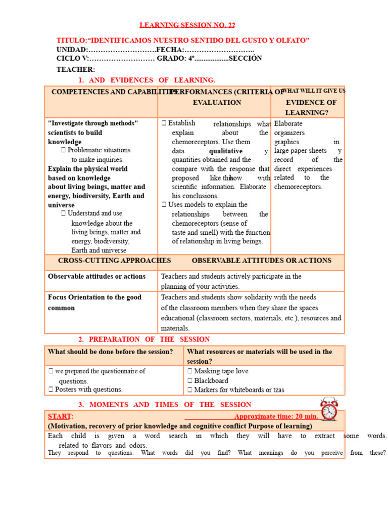 LEARNING SESSION No. 22 WE IDENTIFY OUR SENSE OF TASTE AND SMELL | PDF ...
