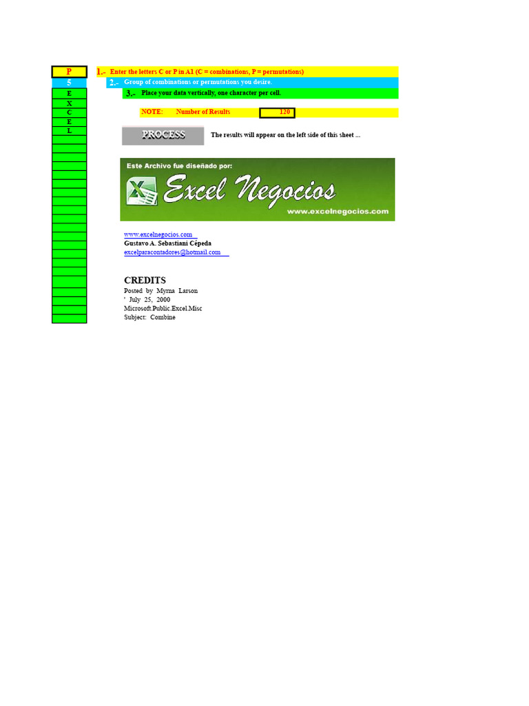 Generate Permutations Combinations in Excel | PDF