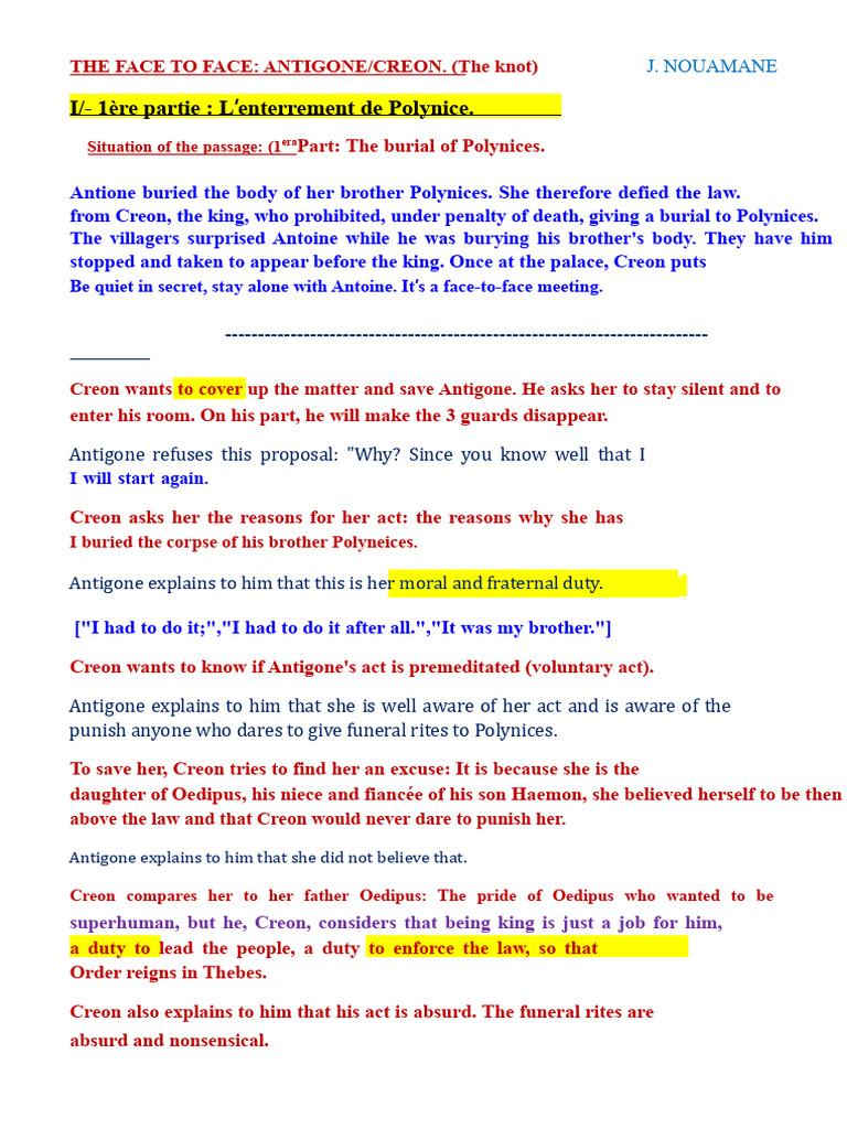 Analysis. The Face To Face. Antigone. Creon-1 | PDF | Oedipus | Theban ...