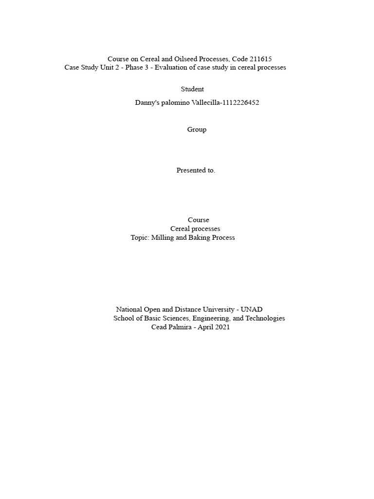 Cereal Milling and Baking Process Analysis | PDF | Flour | Breads