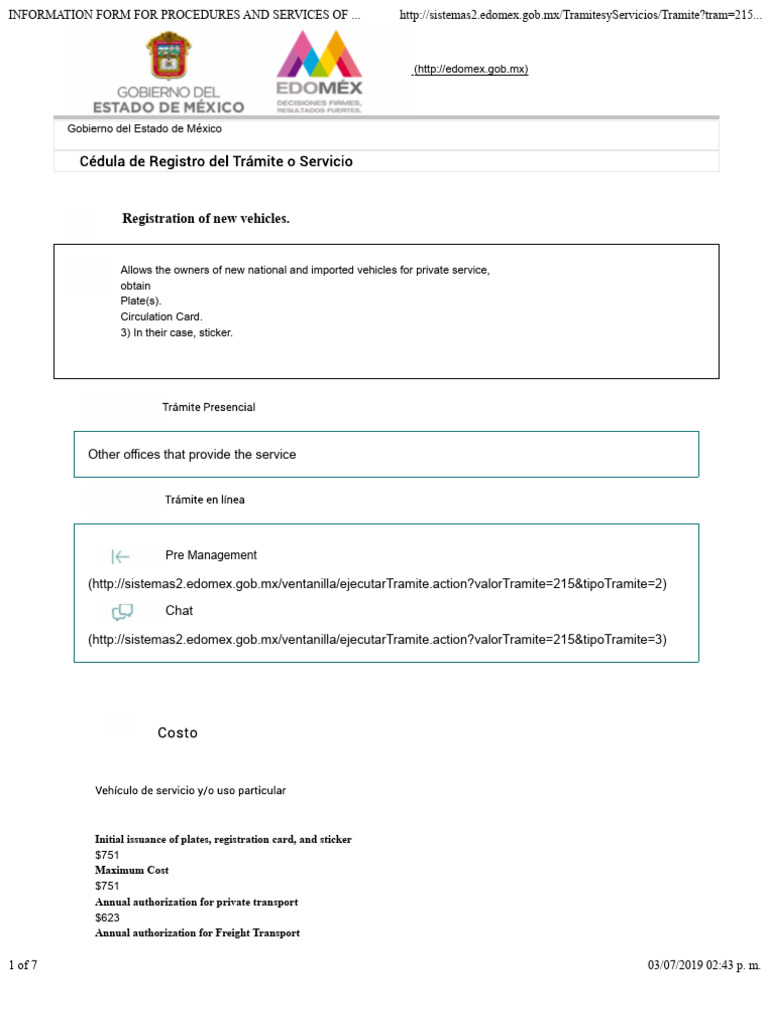 Requirements for license plates procedure Edo Mex Mexico | PDF ...