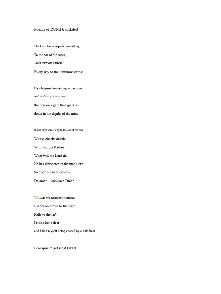 Poems by RUMI Translated | PDF | Rumi