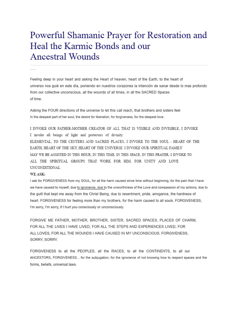 Shamanic Prayer for Healing and Forgiveness | PDF | Soul | Love