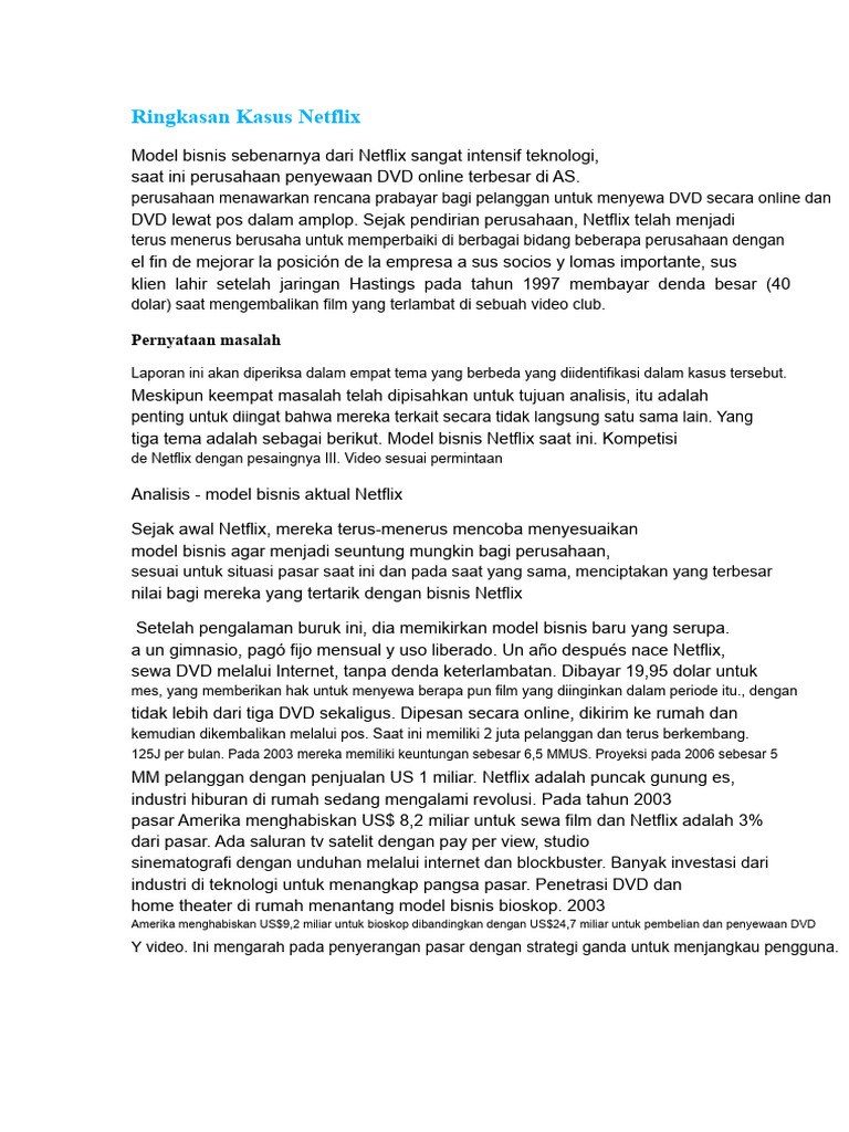 Ringkasan Kasus Netflix | PDF