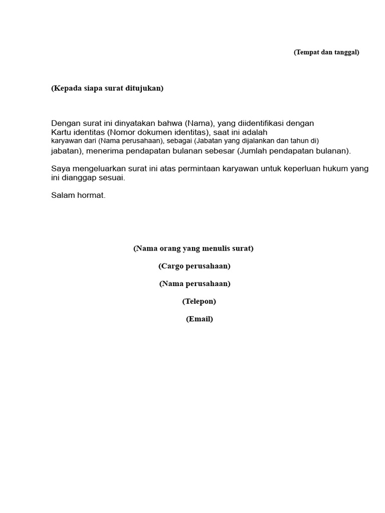 Format Surat Keterangan Kerja Word | PDF